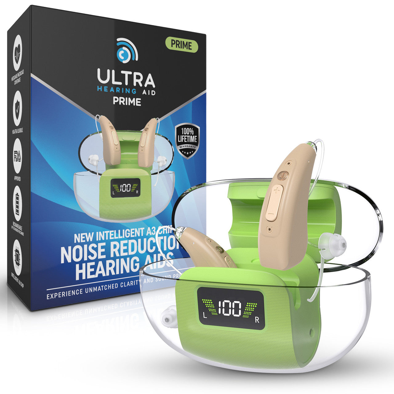 Ultra Hearing Aids Prime - Discreet Behind-the-Ear Hearing Aids with ...